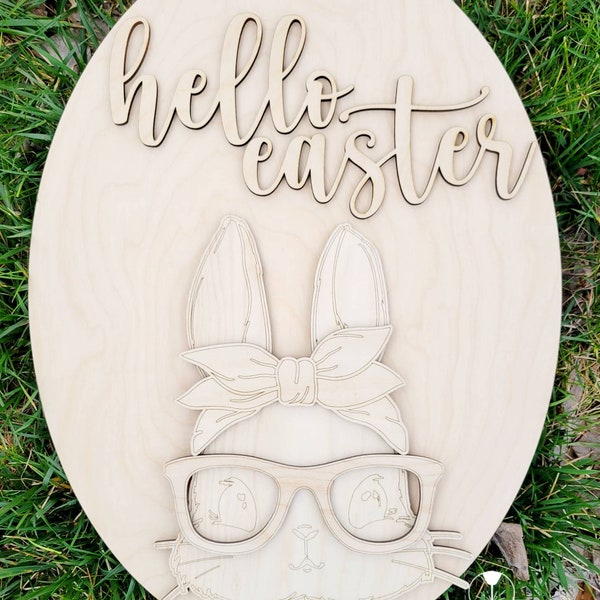 Wooden Easter Bunny Door Hangers - Etsy