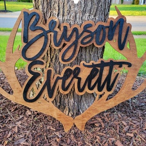 3D Personalized Deer Antler Sign Boy's Antler Name Sign Deer Antlers ...