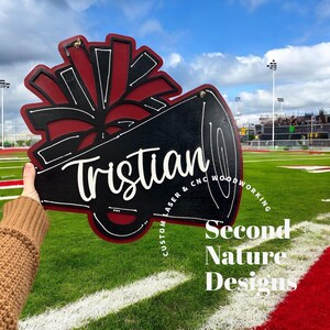 Personalized Megaphone / Cheerleader Sign /cheer Pompoms Door Hanger ...