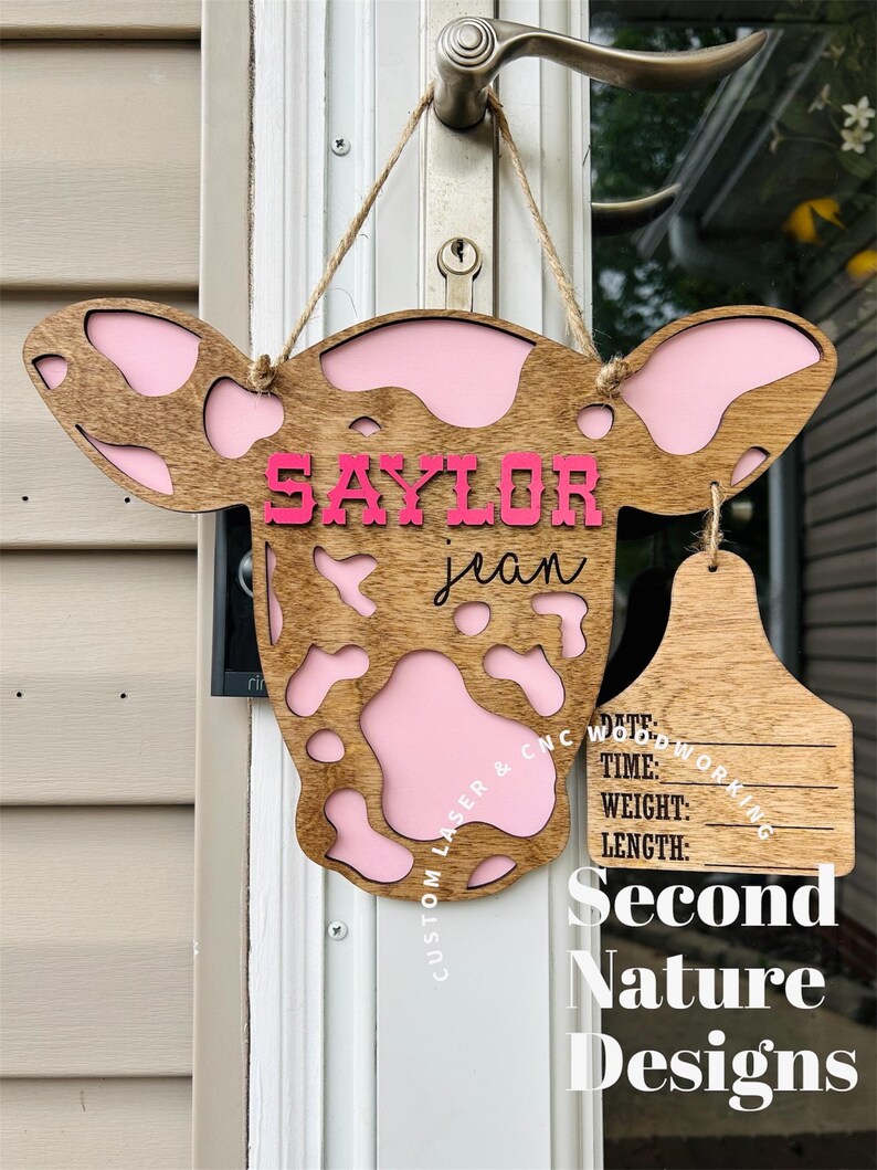 Baby Boy Cow Birth Stats Sign / Nursery Announcement / Cattle Tag ...