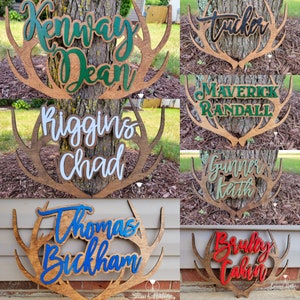 3D Personalized Deer Antler Sign | Boy's Antler Name Sign | Deer ...