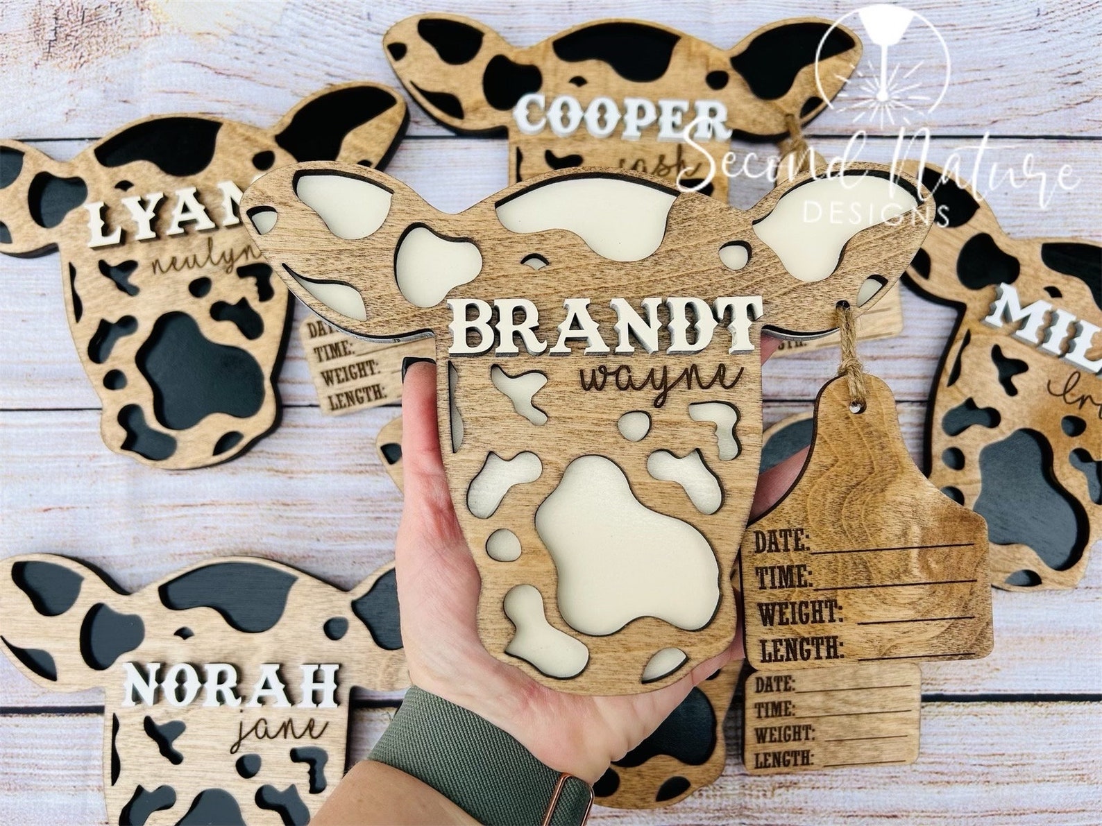 Baby Girl Cow Birth Stats Sign / Nursery Announcement / Cattle Tag ...