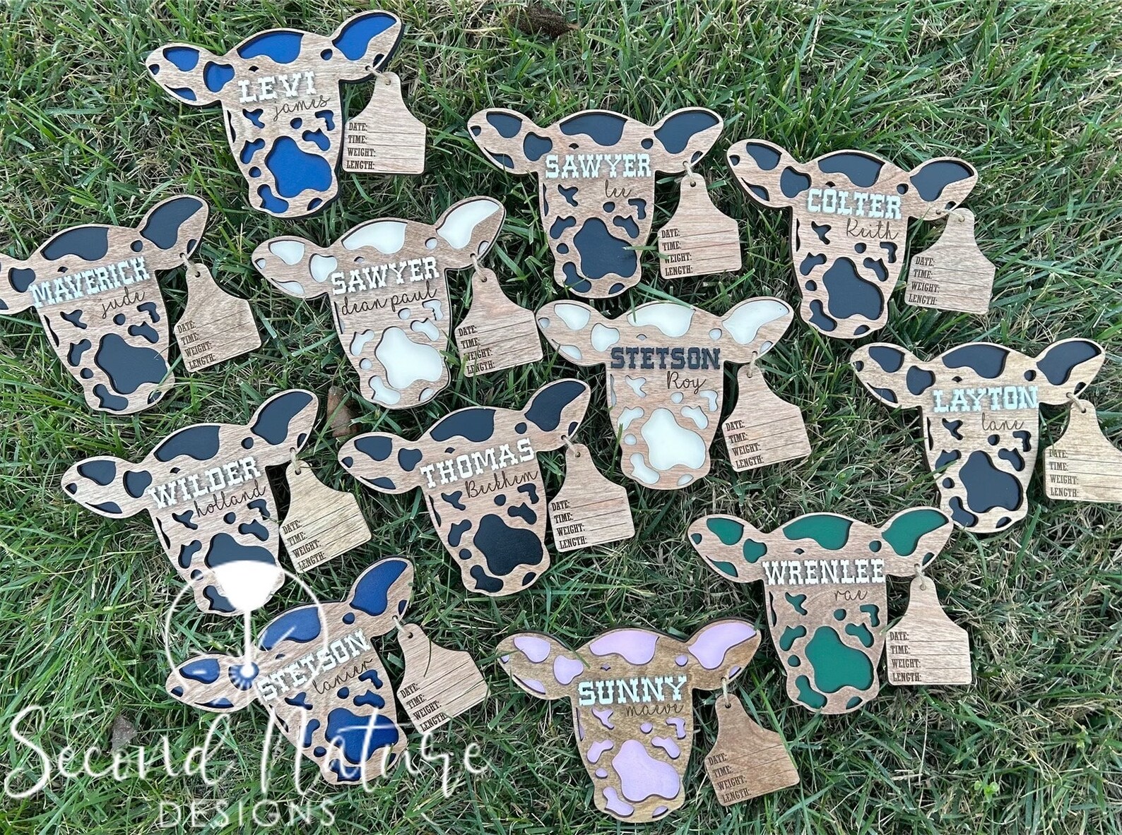 Baby Girl Cow Birth Stats Sign / Nursery Announcement / Cattle Tag ...