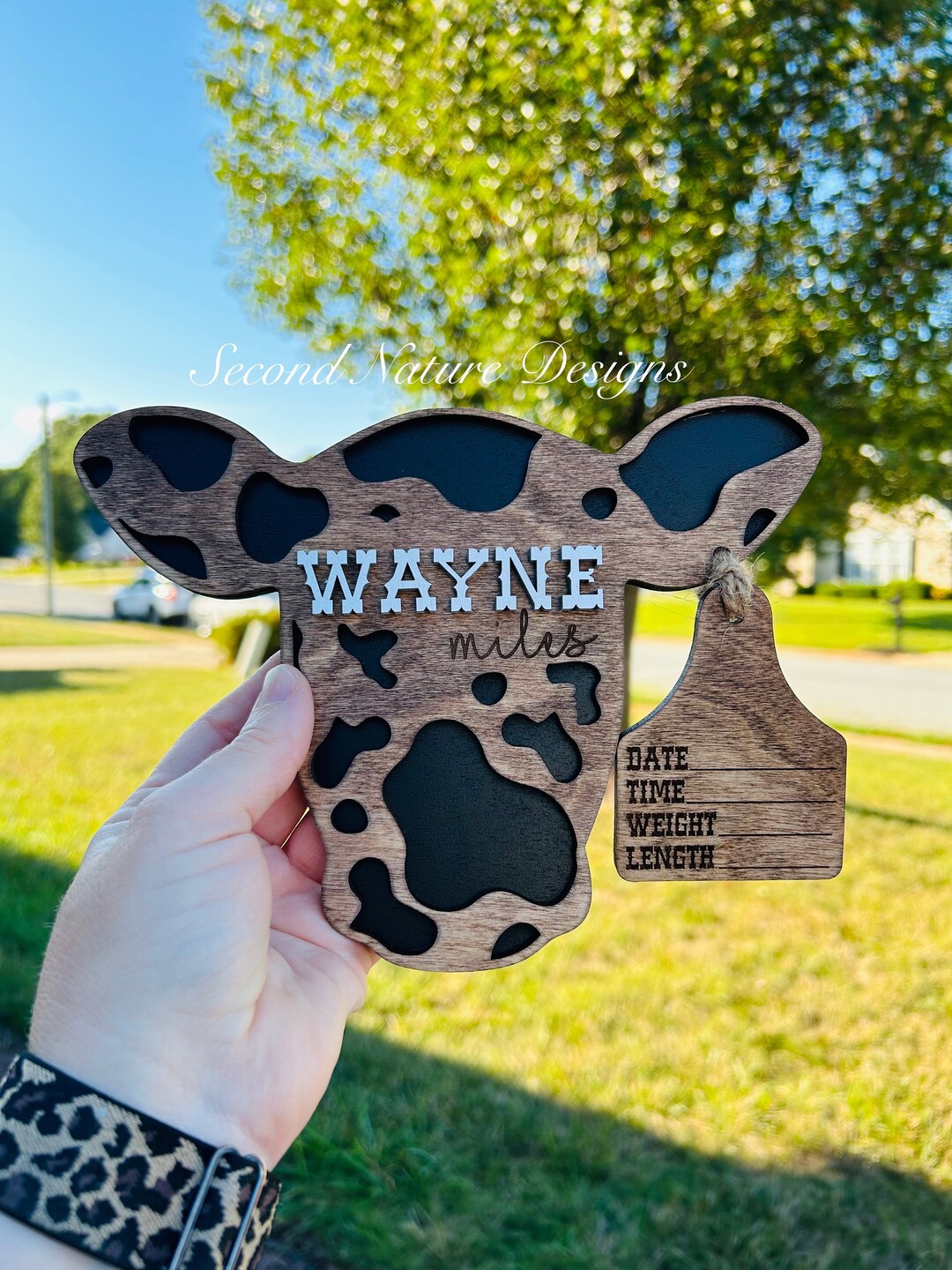 Baby Boy Cow Birth Stats Sign / Nursery Announcement / Cattle Tag ...