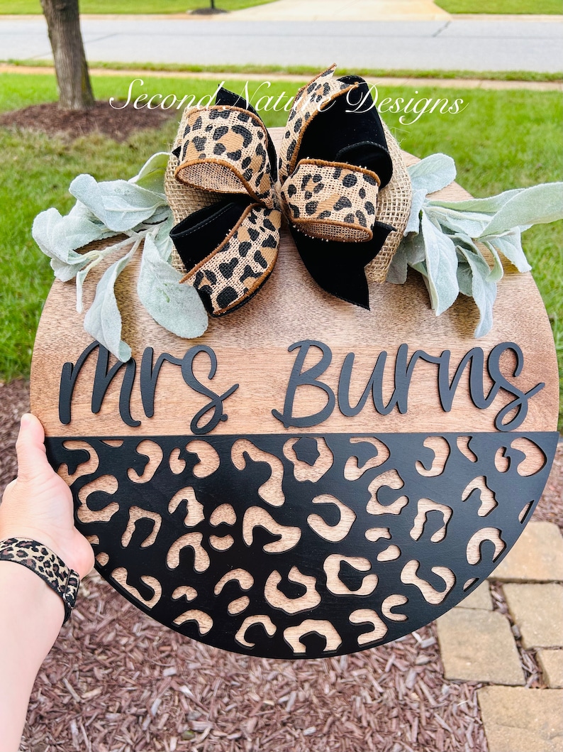 Leopard Teacher Door Hanger / Teacher Gift / Personalized Teacher Sign ...