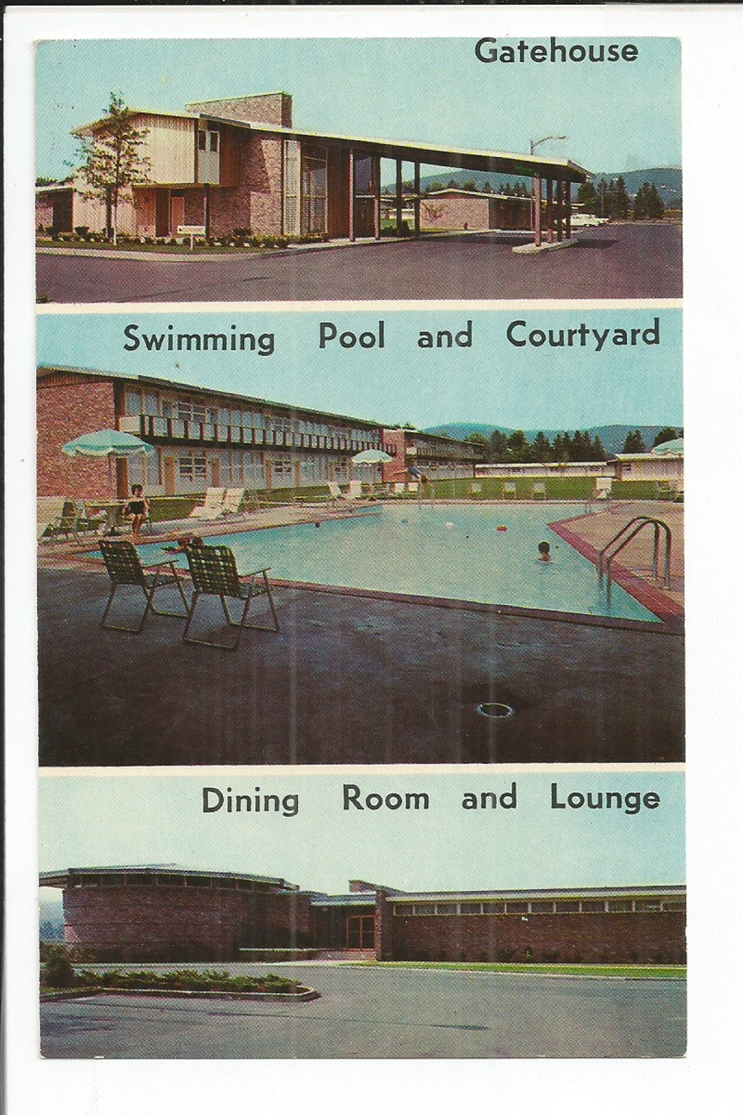 1960s Chrome Postcard Tri View of Lodge on the Green, Painted Post ...