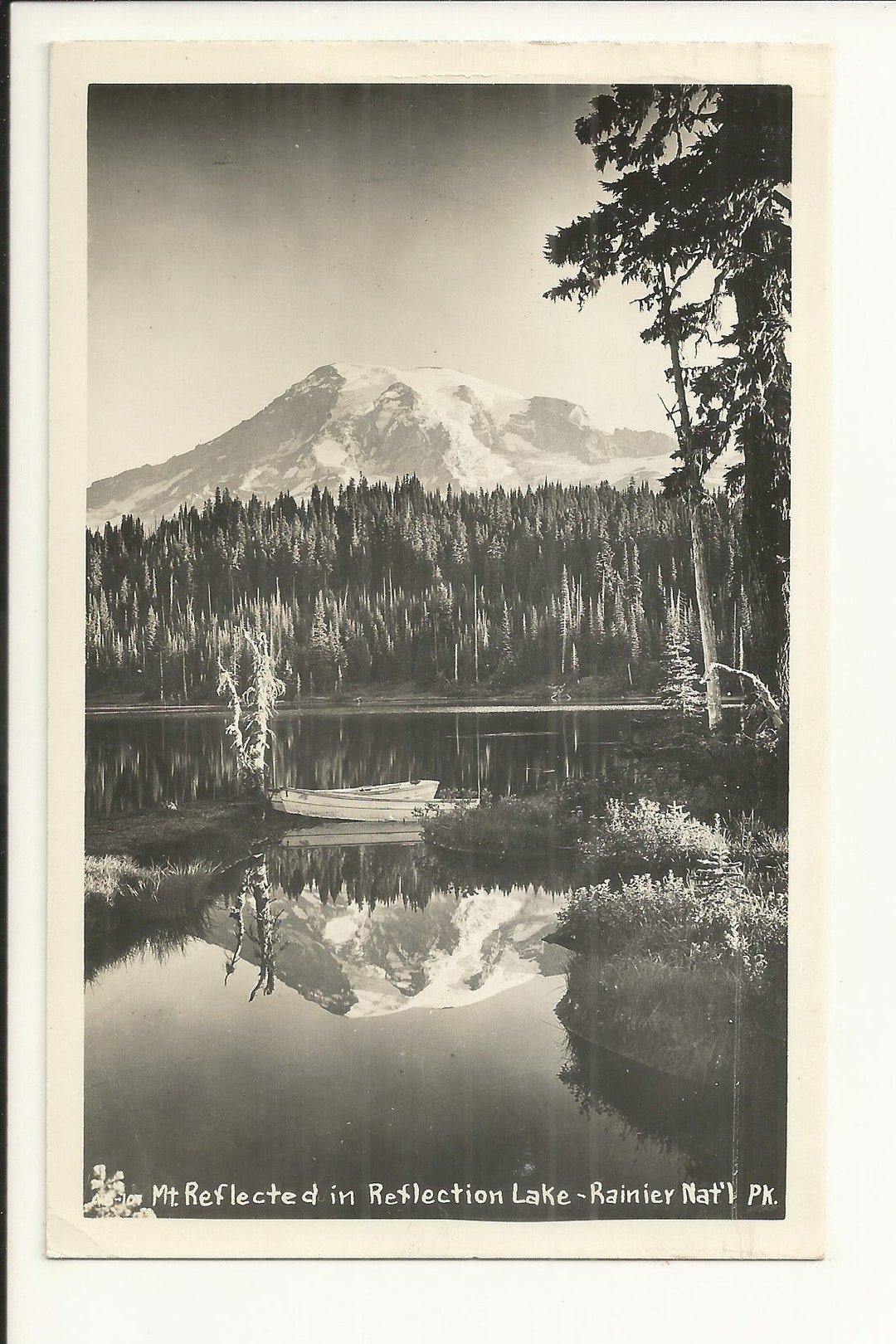 1940s RPPC Real Photo Postcard Reflection Lake, Rainier National Park ...