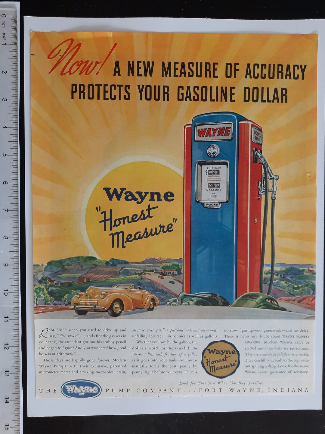 Original 1939 Magazine Ad, Advertisement, Wayne Gasoline Gas Pump ...
