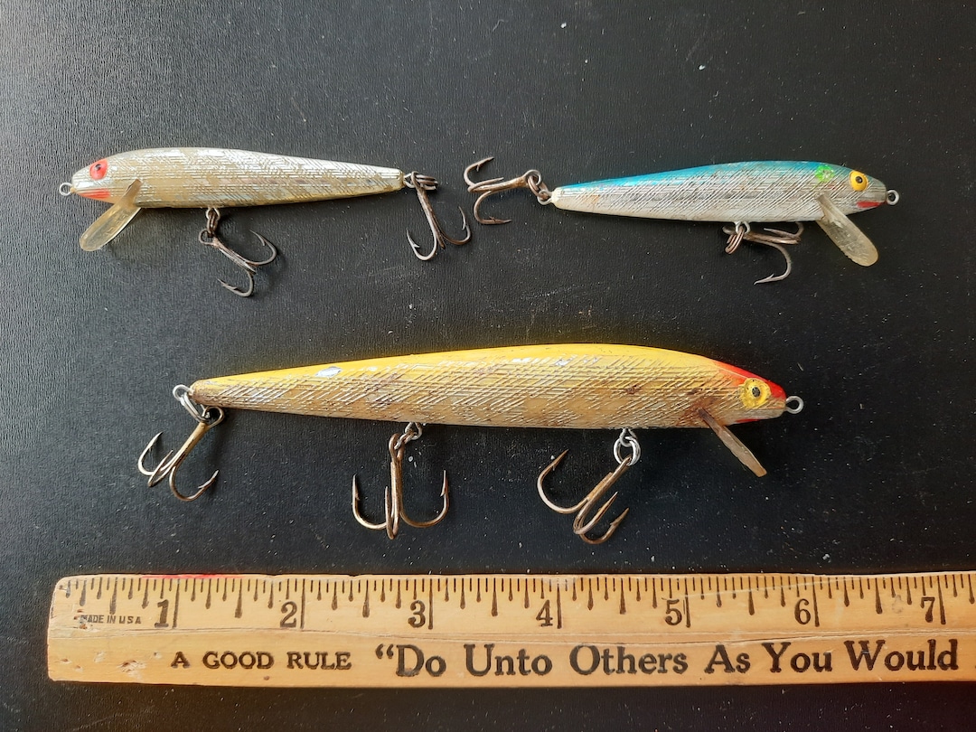 Vintage 1970s Lure Lot of (3) : Rebel Floating Minnows, 4 1/2" Yellow ...