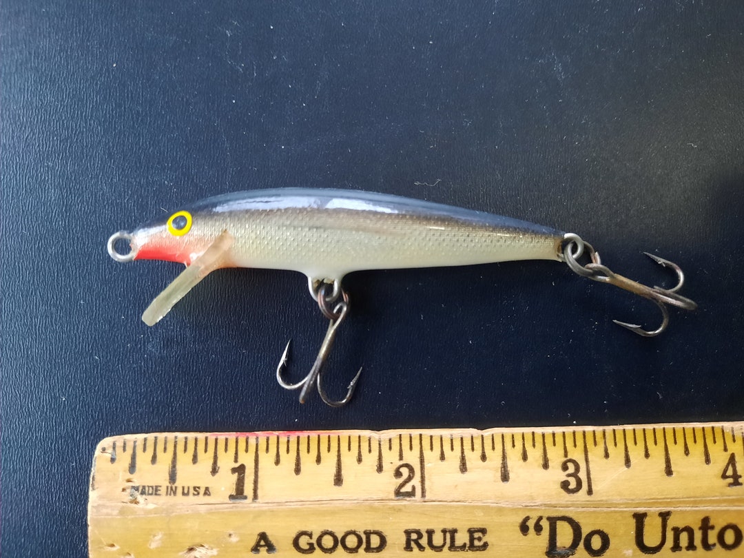1980s Wooden Bass Lure: Rapala Light Floating , Reflective Silver ...