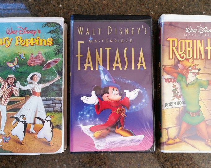 1990s Walt Disney VHS Tape Lot (3) Movie Videos: Mary Poppins, Fantasia ...