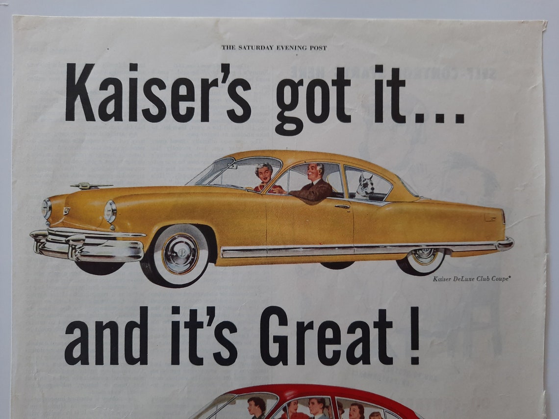 Original 1950 Magazine Ad, Advertisement 1951 Kaiser Automobile Deluxe ...