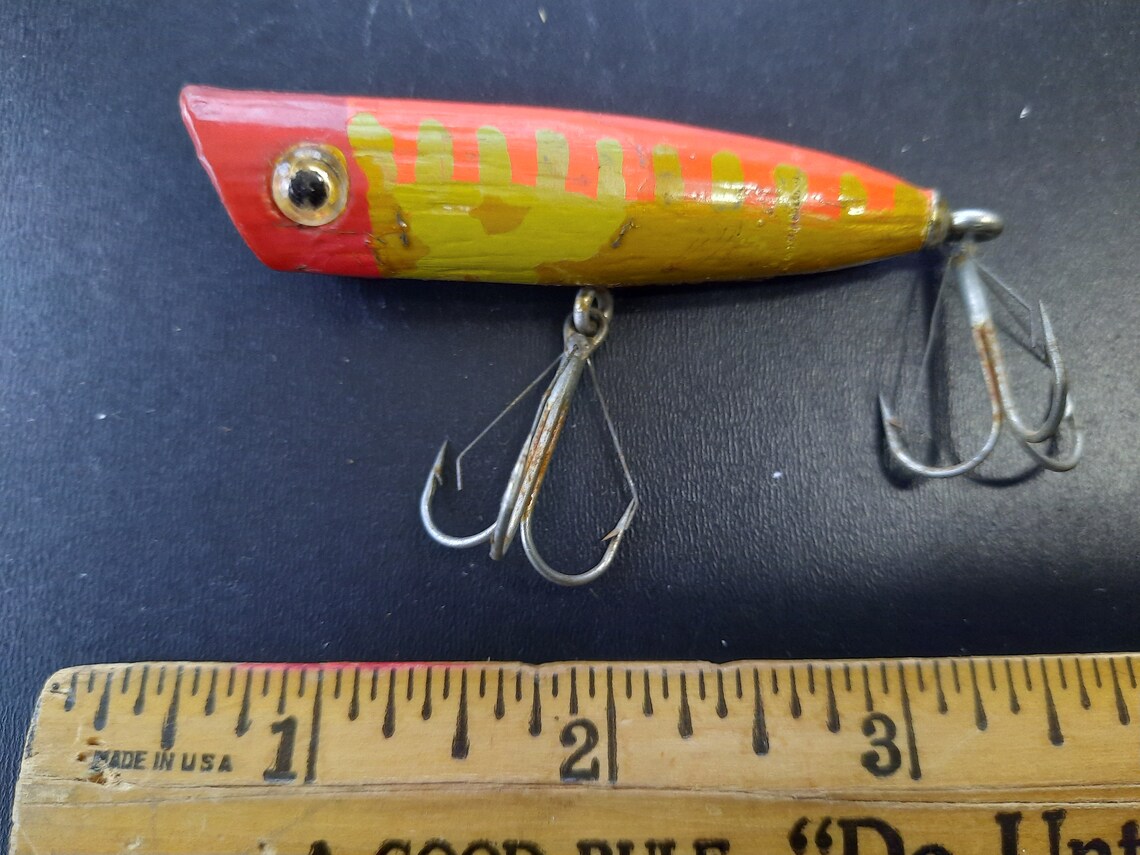 1960s Hand Made Floating Wooden Bass Lure: 2.5", 1/4 Oz Unique Hand ...