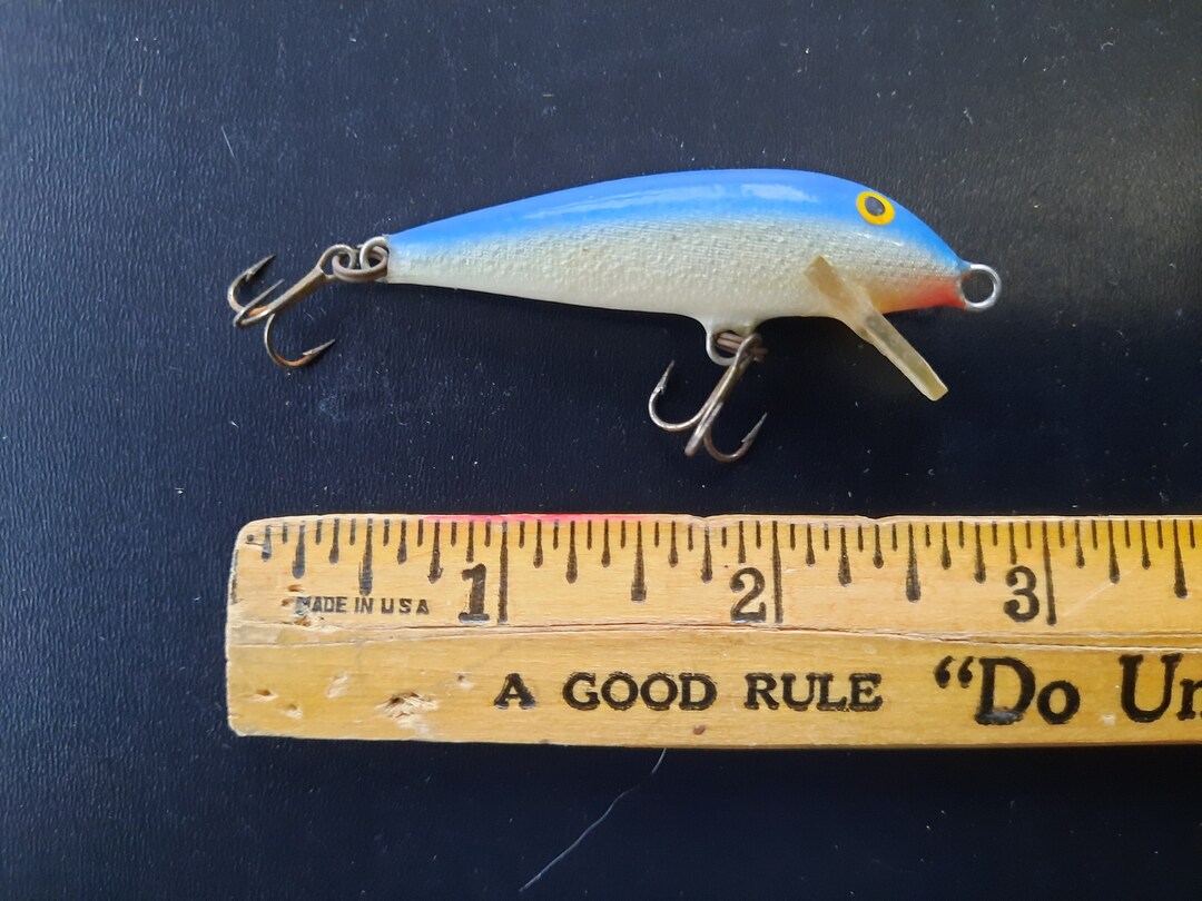 1980s Wooden Bass Lure: Rapala Light Floating , Reflective Silver/blue ...
