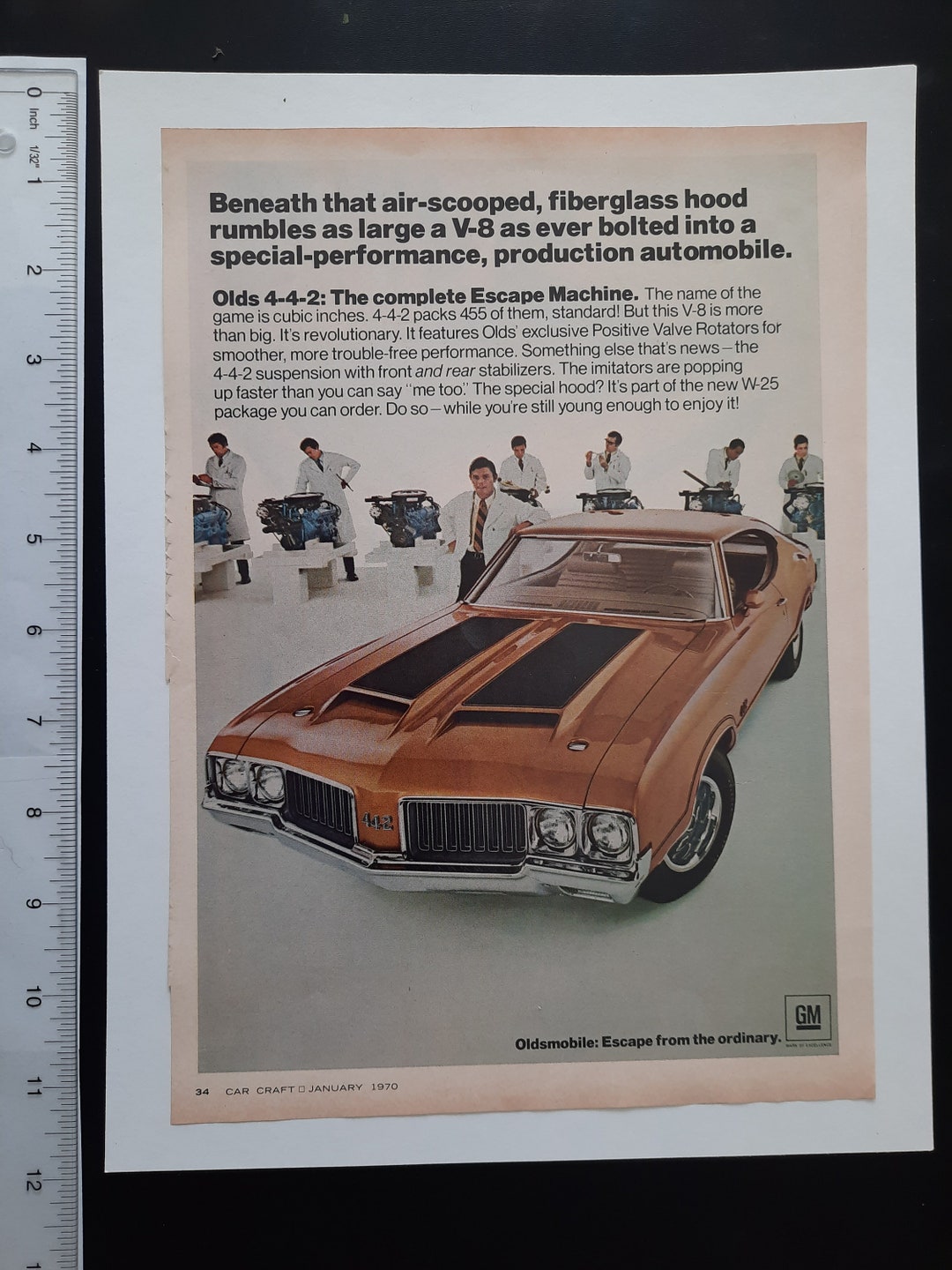 Original 1970 Magazine Advertisement Oldsmobile 4-4-2, 442 455 Cu in V ...