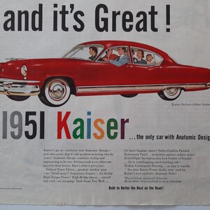 Original 1950 Magazine Ad, Advertisement 1951 Kaiser Automobile Deluxe ...