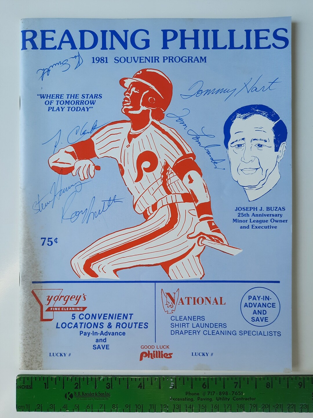 Vintage 1981 Reading Phillies Baseball Souvenir Program With Original ...