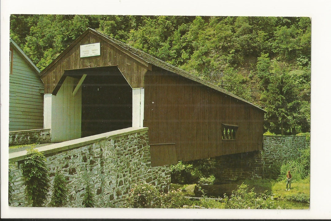 1960s Chrome Postcard View Covered Bridge 203 Across Delaware Canal ...