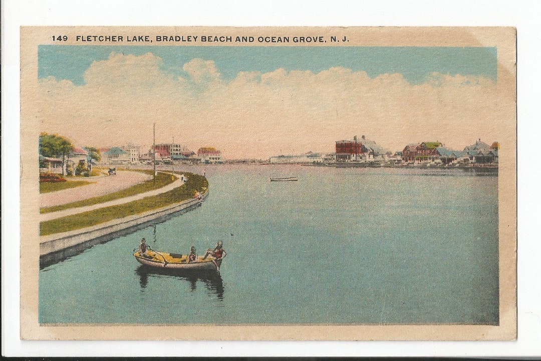1910s WB Postcard View of Fletcher Lake, Bradley Beach, Ocean Grove ...