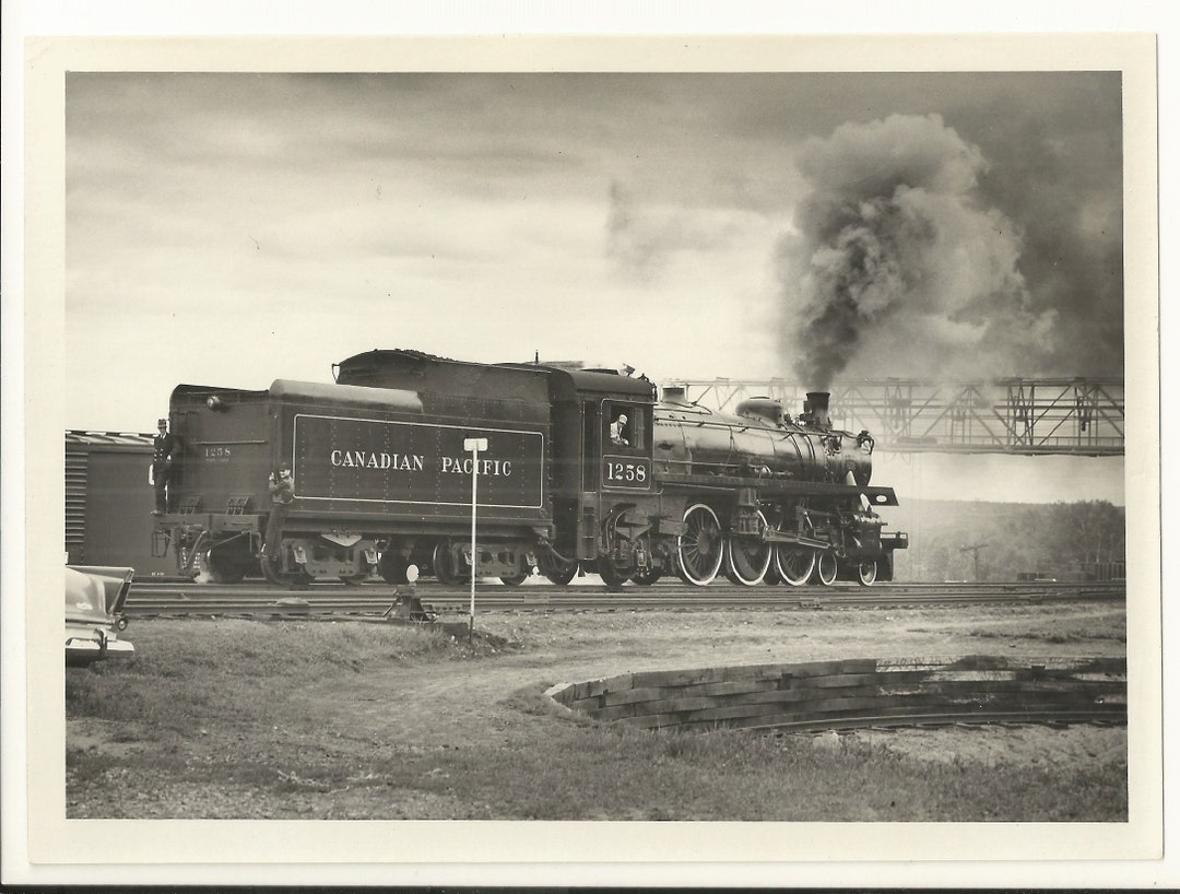 Rare 1955 B/W Real Photograph Photo: View of Canadian Pacific Steam ...