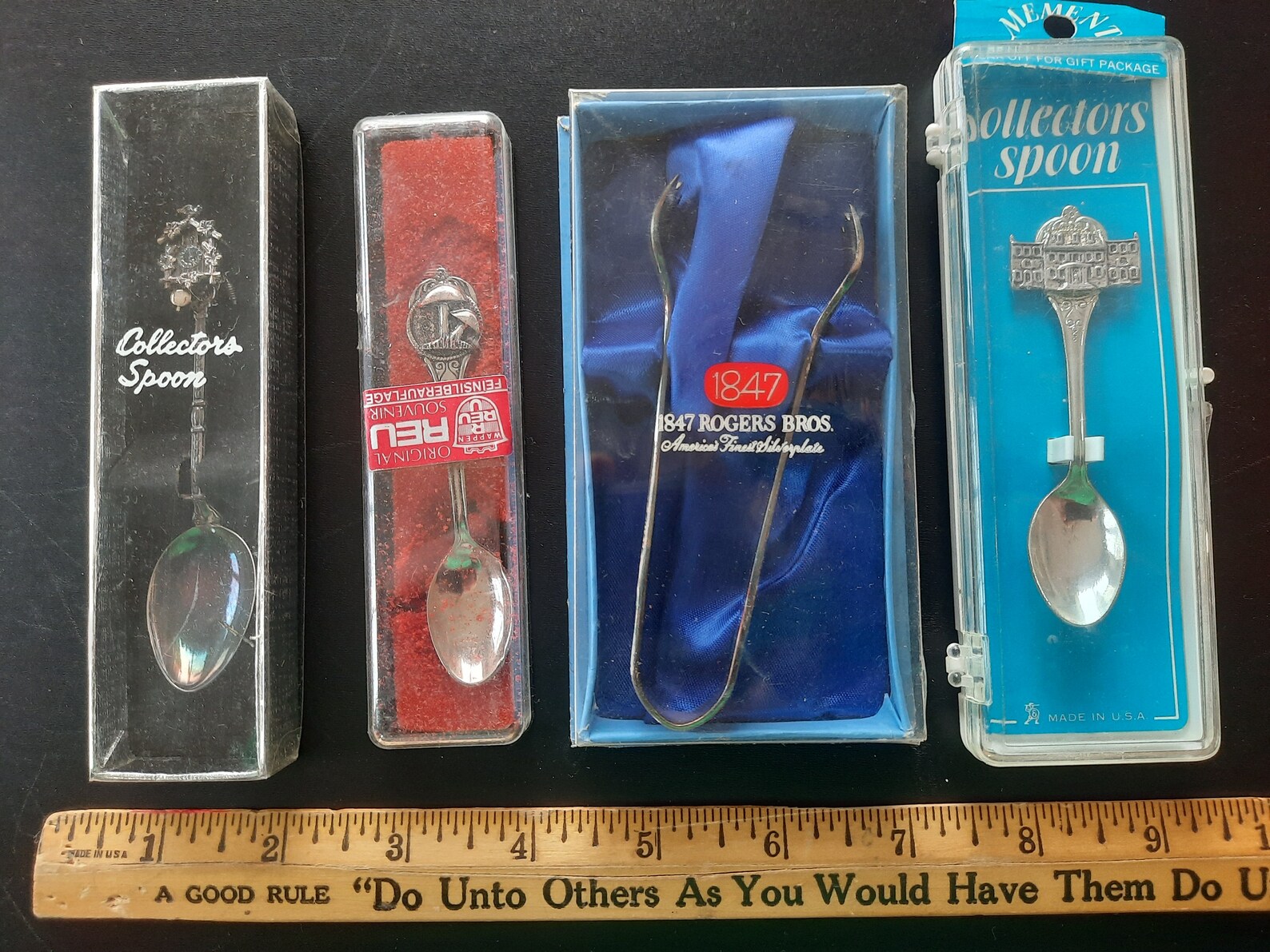 Vintage Lot (4) Odd & Unique Souvenir Spoons- Mushrooms, Mansion ...