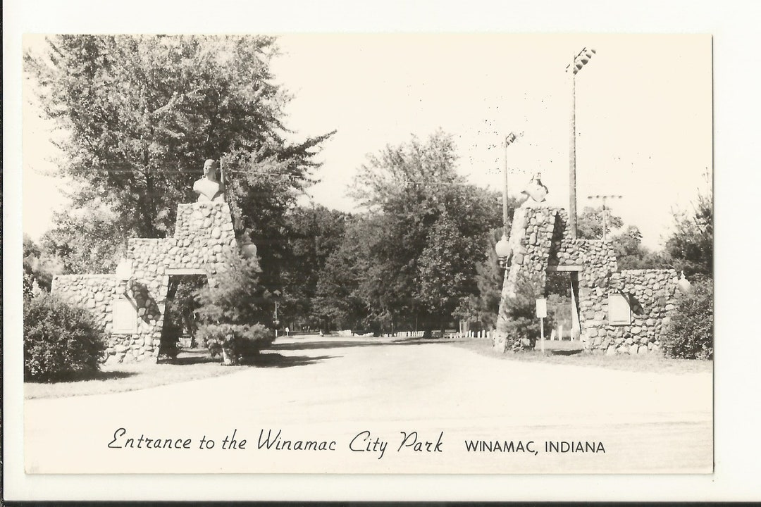 1940s Real Photo RPPC Postcard Entrance to the Winamac City Park ...