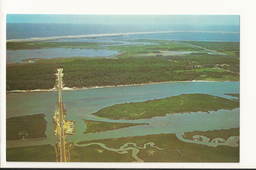 1970s Chrome Postcard Aerial View From Chincoteague to Assateague ...
