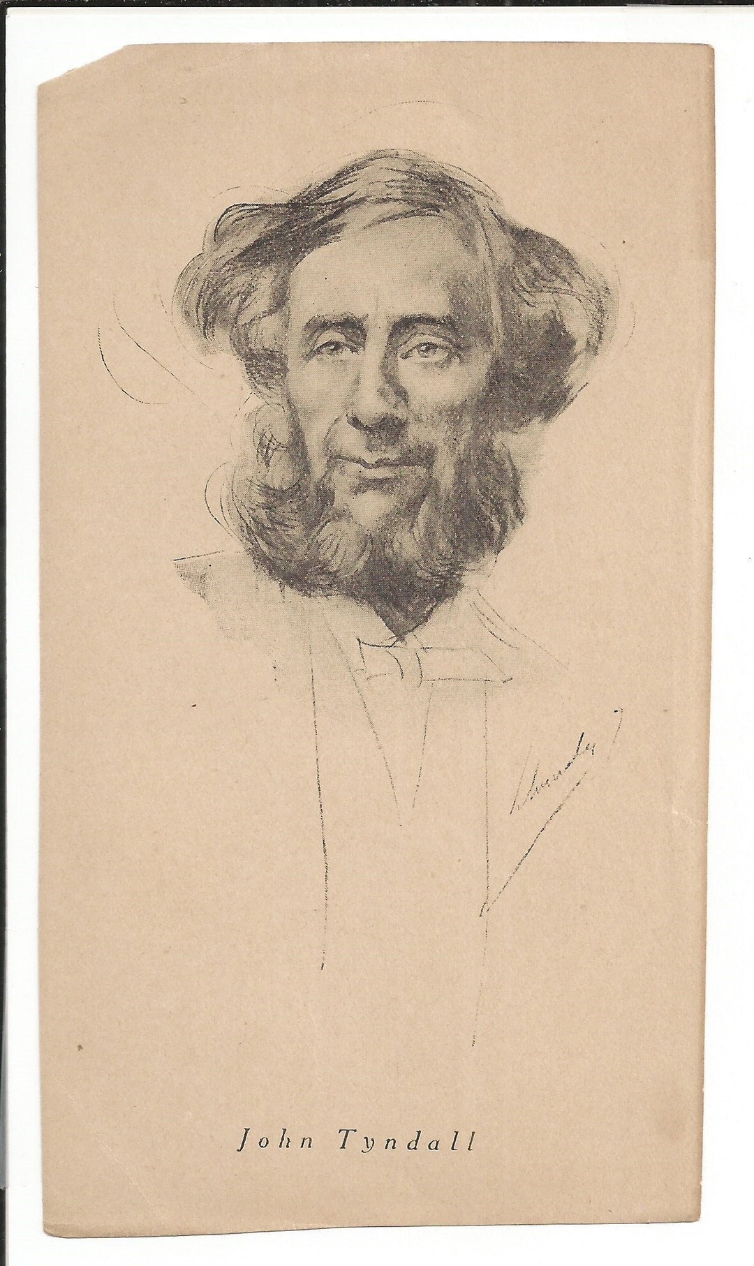 1890s Sketch Print of John Tyndall, Irish Physicist, Professor Royal ...