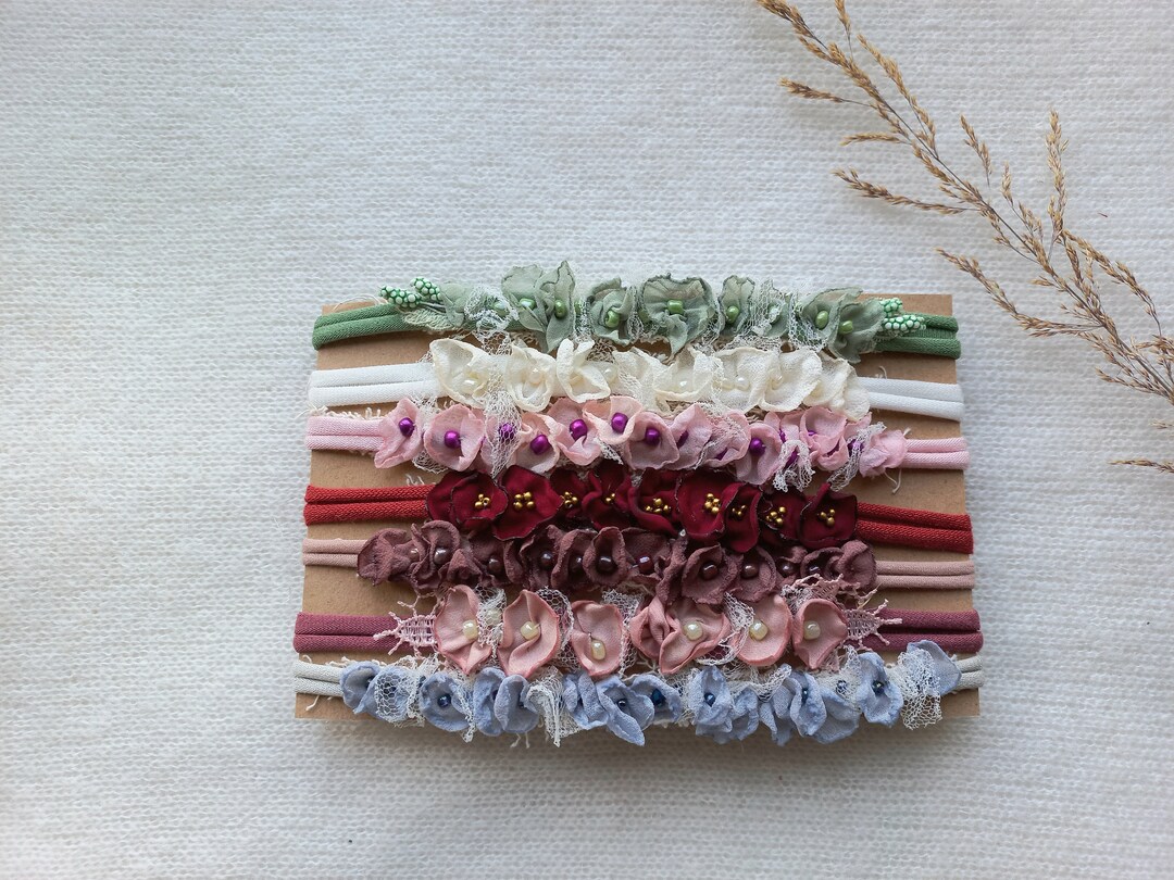 7 Pieces Newborn Headband Prop Set, Handmade Headband Prop, Baby ...