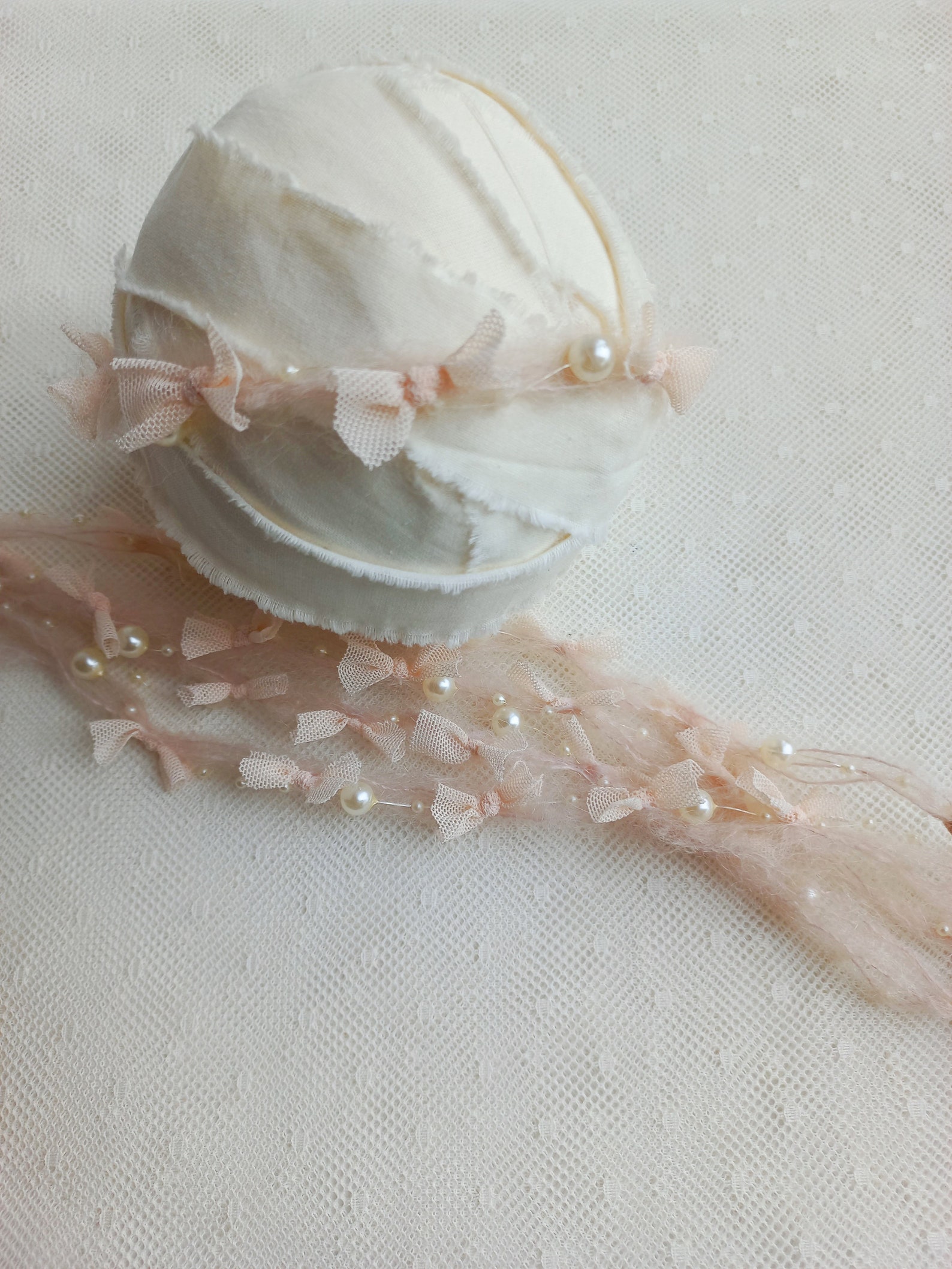 Delicate Pale Pink Bow Headband,neutral Tones Tieback,handmade Headband ...