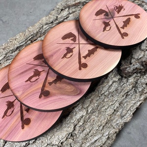 Fly Fishing- Cedar Coaster Set - Etsy