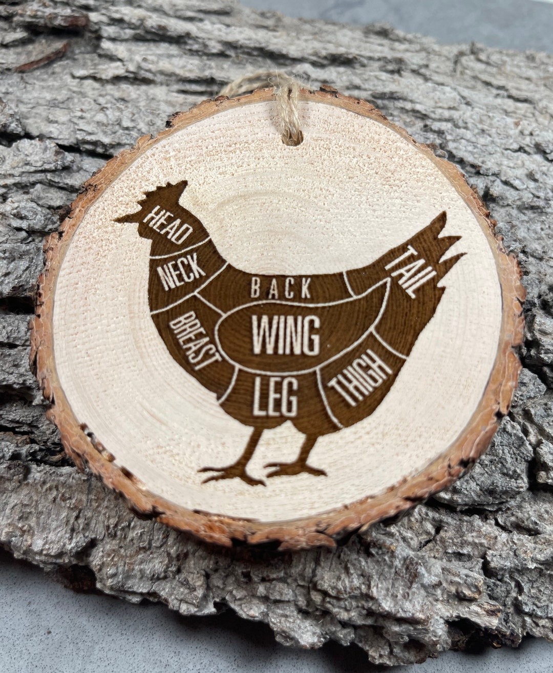 Chicken, Smoke Master, Butcher, Rustic Wood Ornament, Laser Engraved ...