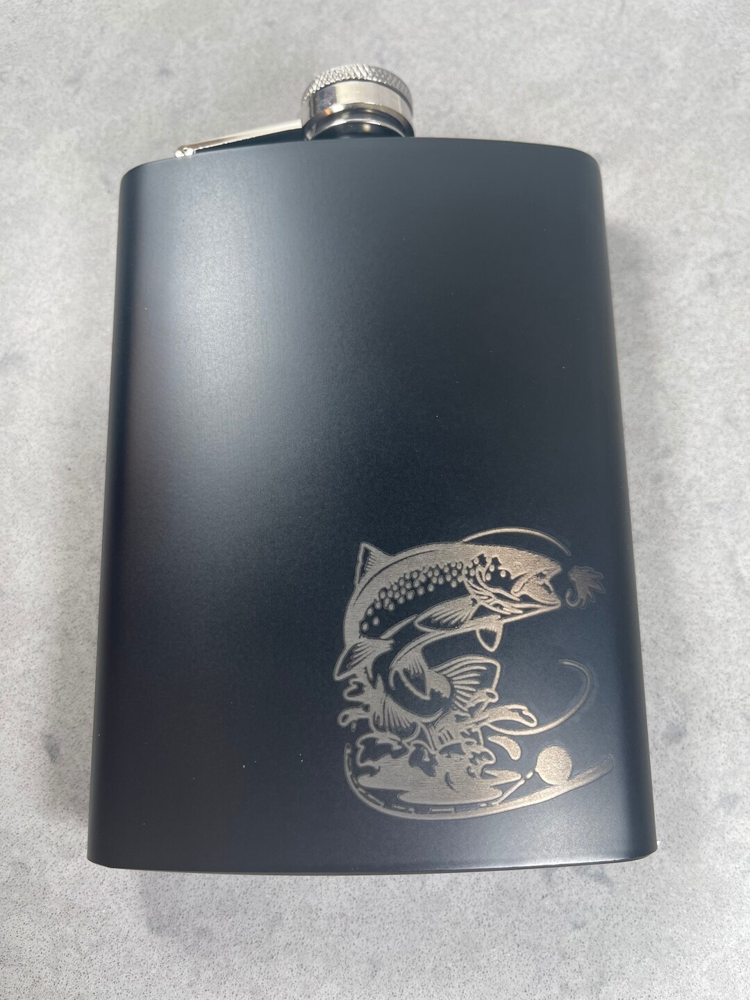Fly Fishing Trout Design, Flask, Black, Great Gift - Etsy