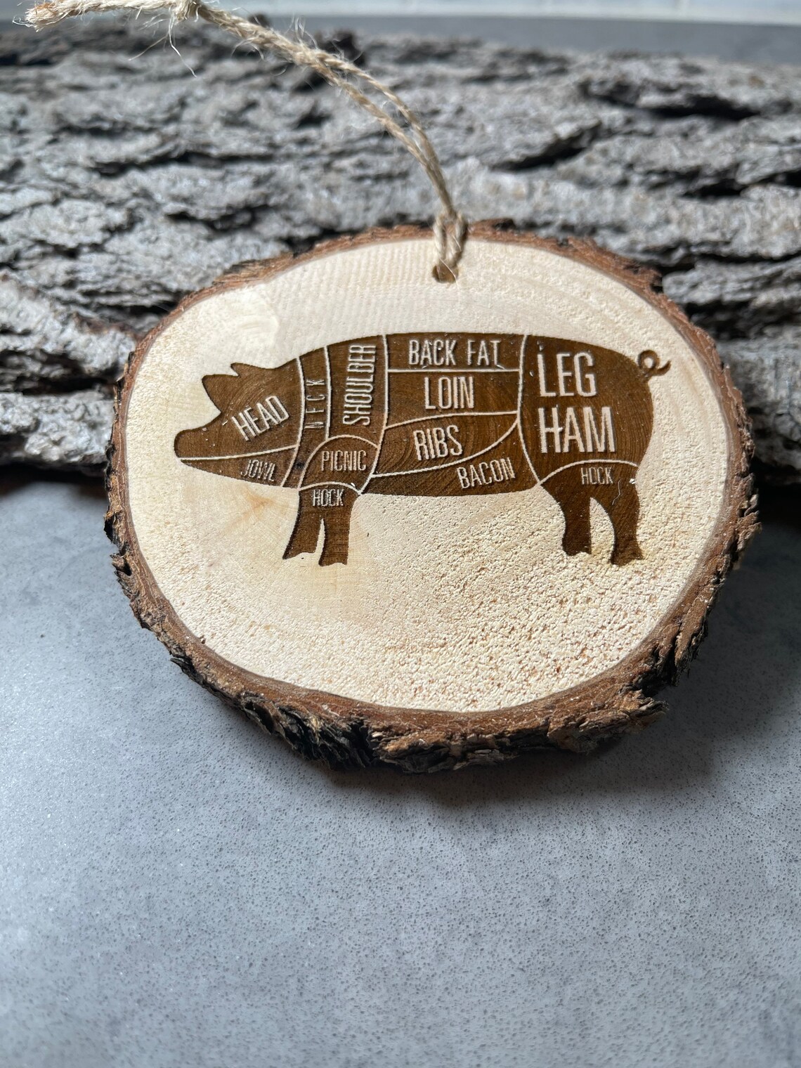 Smoke Master Butcher Pork Pig Rustic Wood Ornament Laser | Etsy