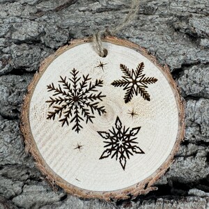 Snowflake Ornament Gift Box Trio Set, Rustic Pinon Wood Ornaments ...