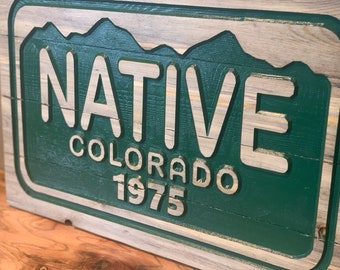 Native Colorado License Plate Wood Sign | Etsy