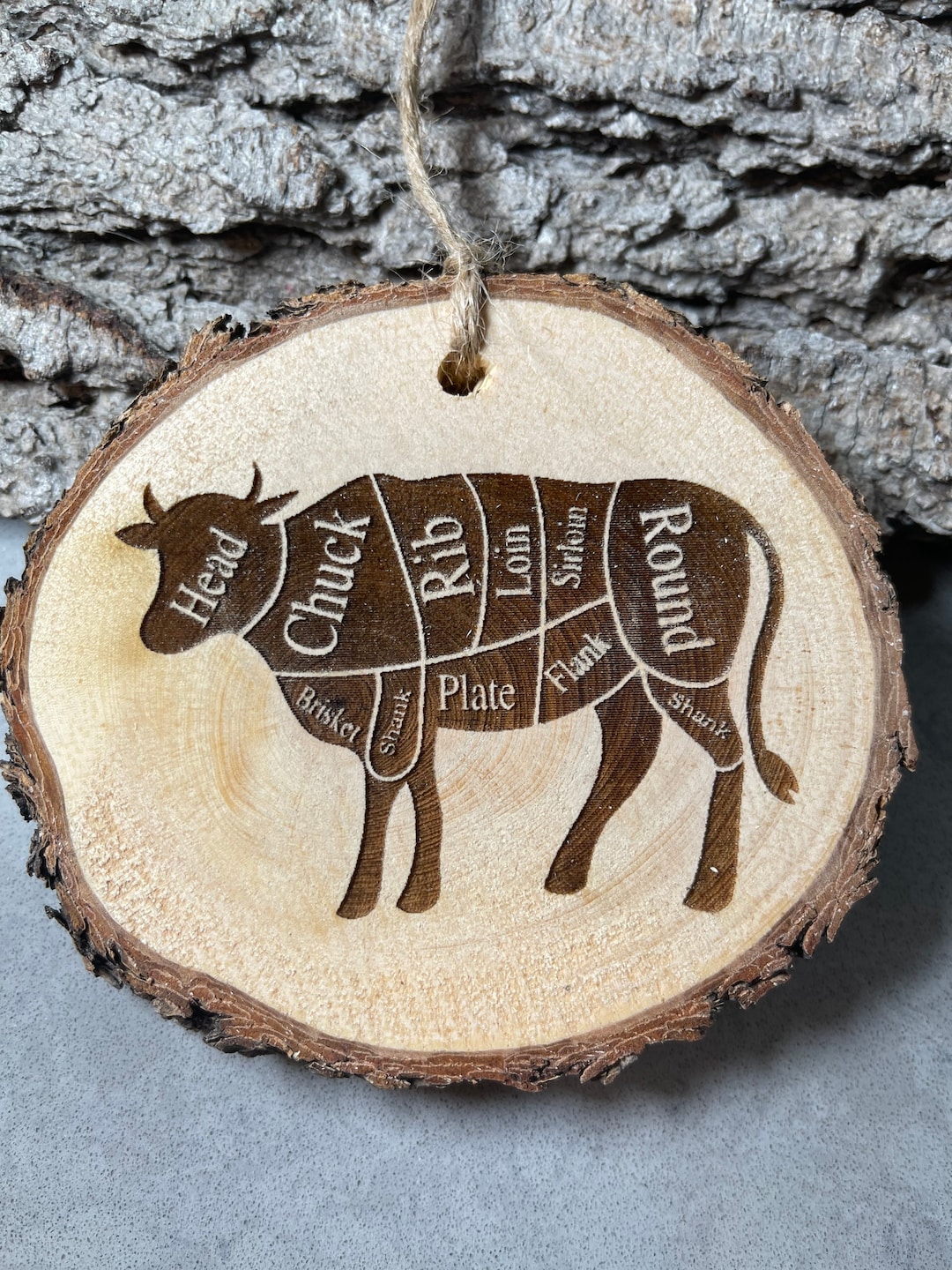 Smoke Master, Butcher, Beef,cow, Rustic Wood Ornament, Laser Engraved ...