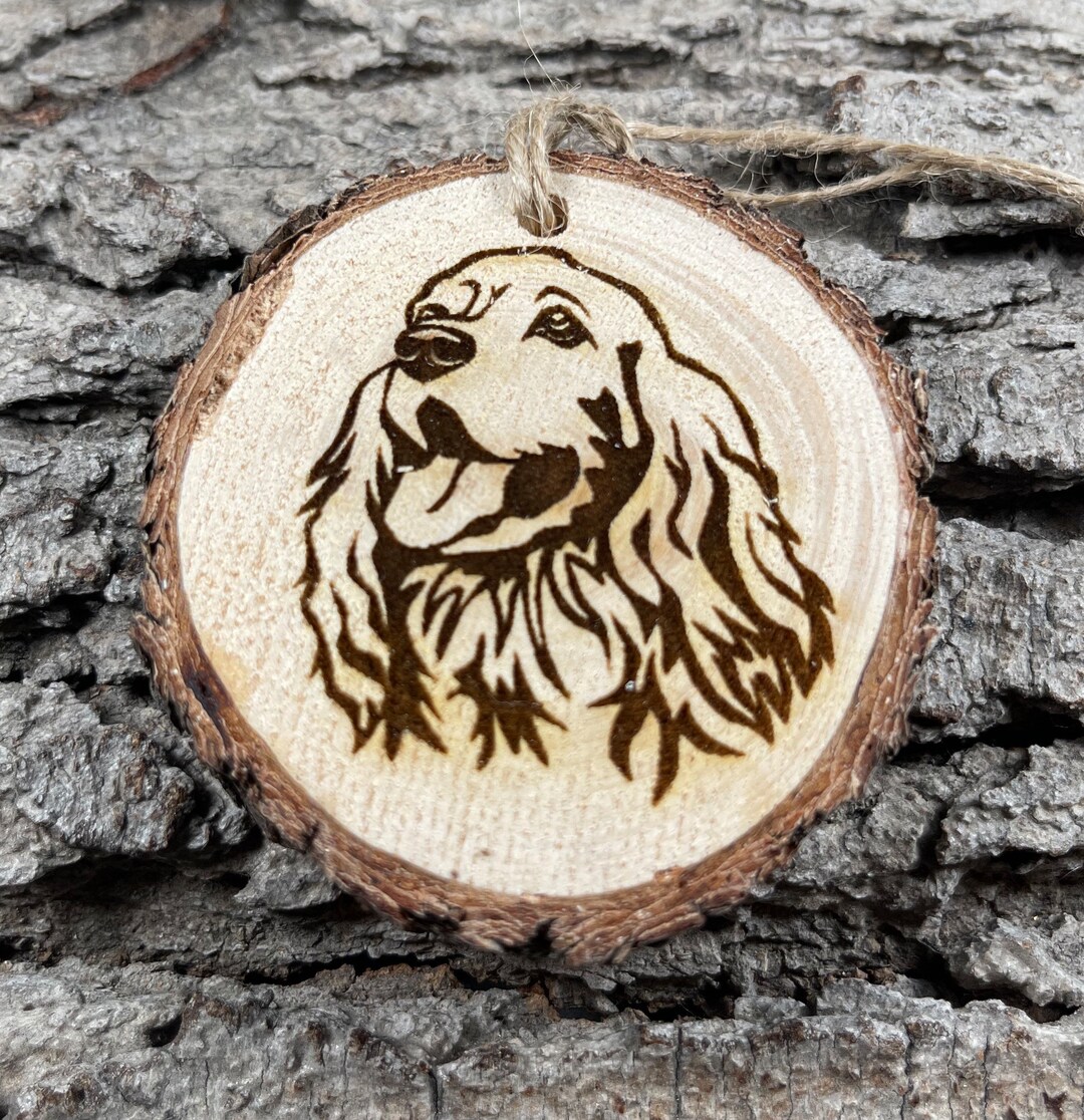 Cocker Spaniel, Rustic Wood Ornament, Laser Engraved Ornament,, Pinon ...
