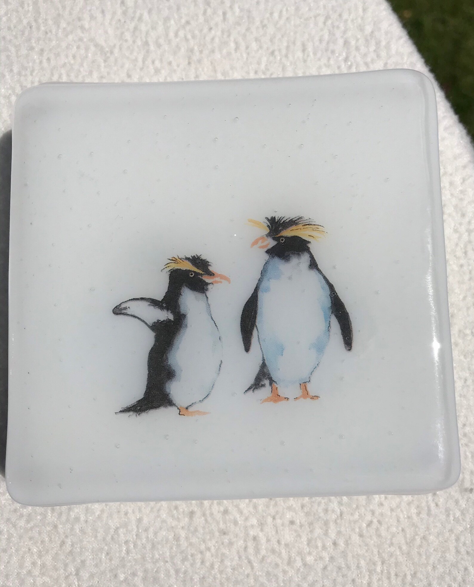 Penguin Fused Glass Coasters White Glass Coasters With Penguin Designs ...