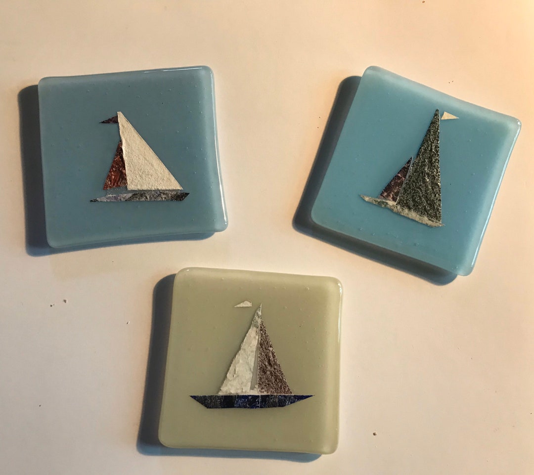 Small Boat Glass Coasters - Etsy UK