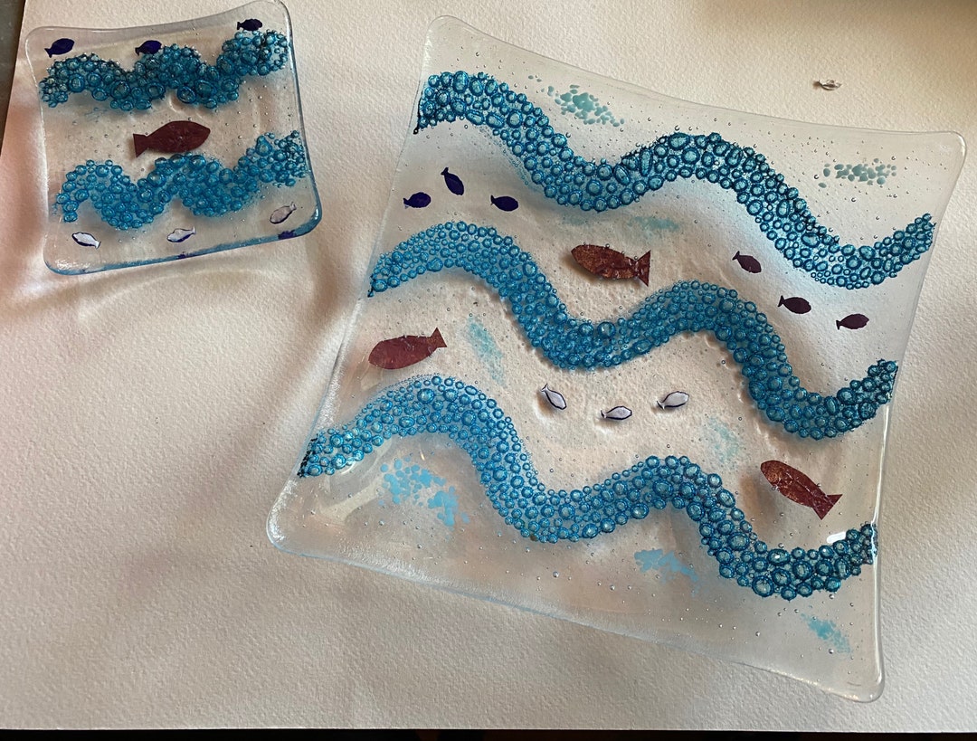 Fused Glass Blue Bubble Collection - Etsy