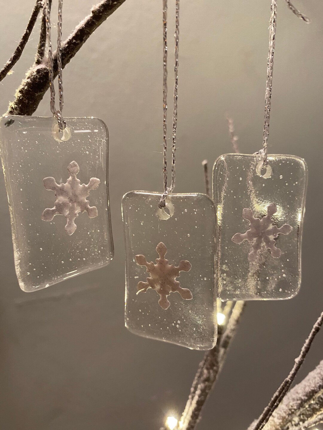 Fused Clear Glass Snowflake Hangings - Etsy