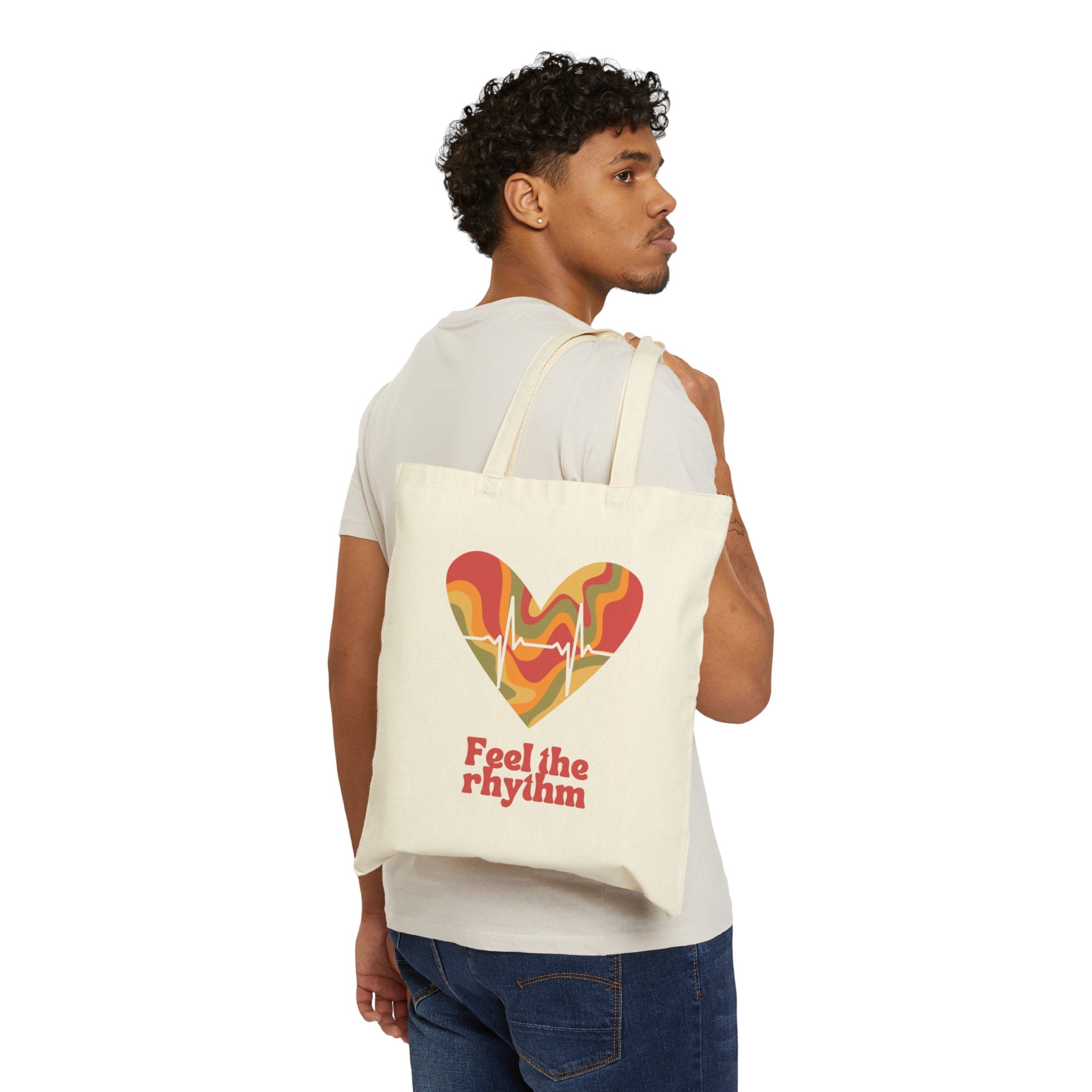 Feel the Rhythm Retro EKG Cotton Canvas Tote Bag Medical Tote Bag ...