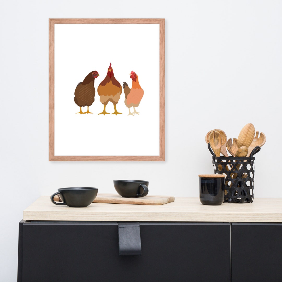 Flock of Chickens Art Print Chicken Kitchen Art Minimalist Chicken Wall ...