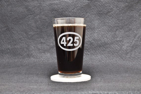 Seattle Washington State Area Code 425 Etched Beer Pint Glass | Etsy