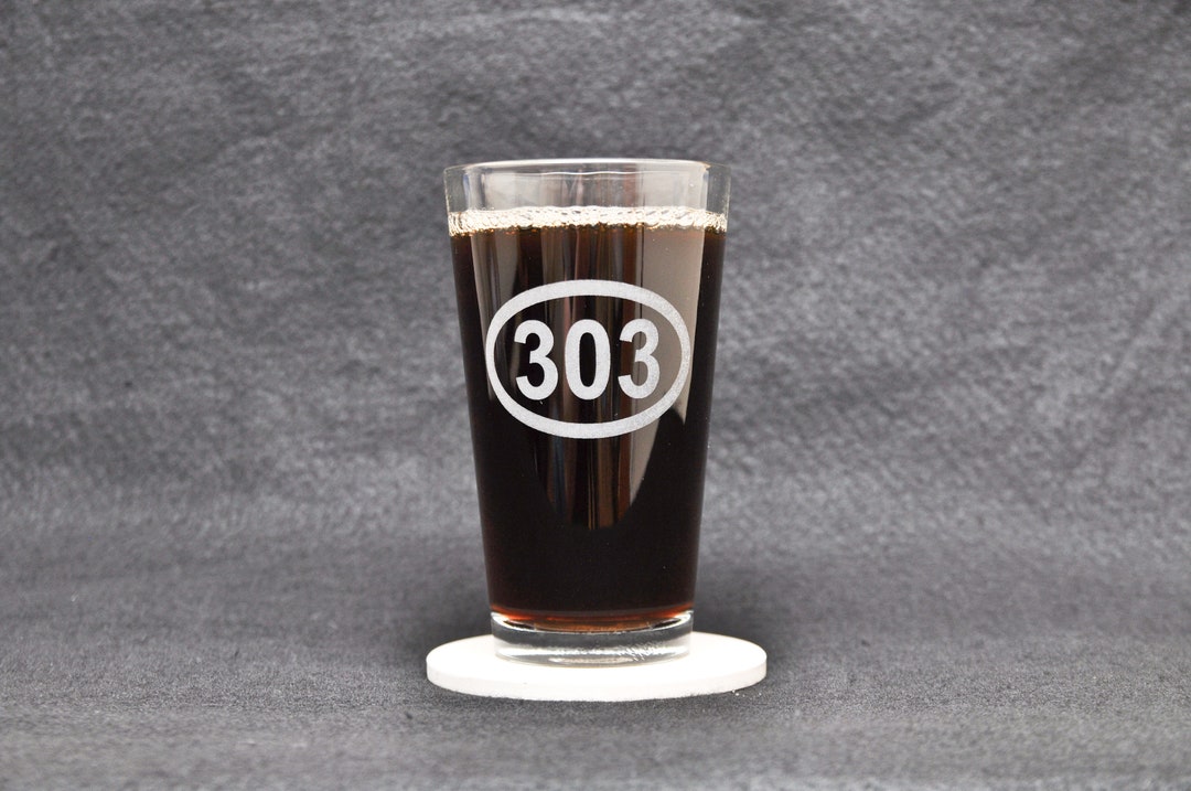 Denver, Boulder Colorado Area Code 303 Etched Beer Pint Glass - Made in ...