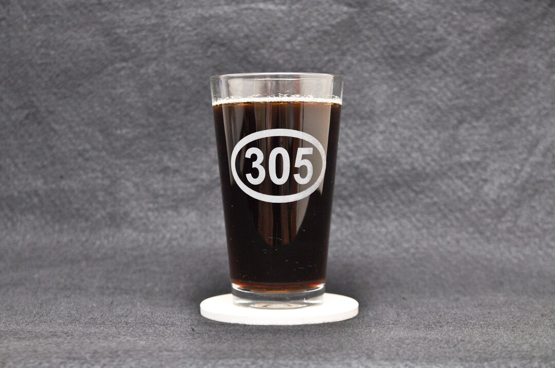 Miami, Florida Area Code 305 Etched Beer Pint Glass - Made in USA - Etsy UK