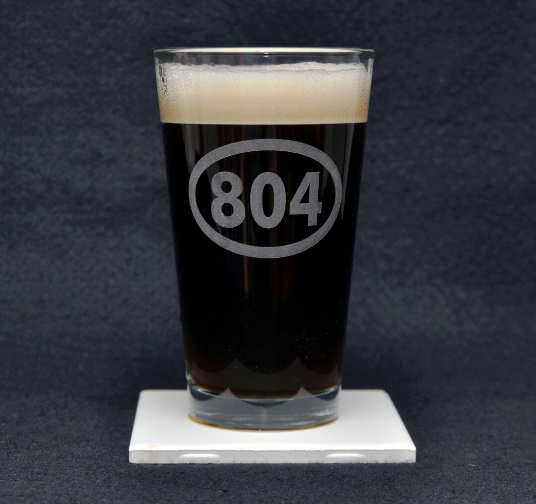 Richmond VA Virginia Telephone Area Code 804 Etched Beer Pint Glass ...