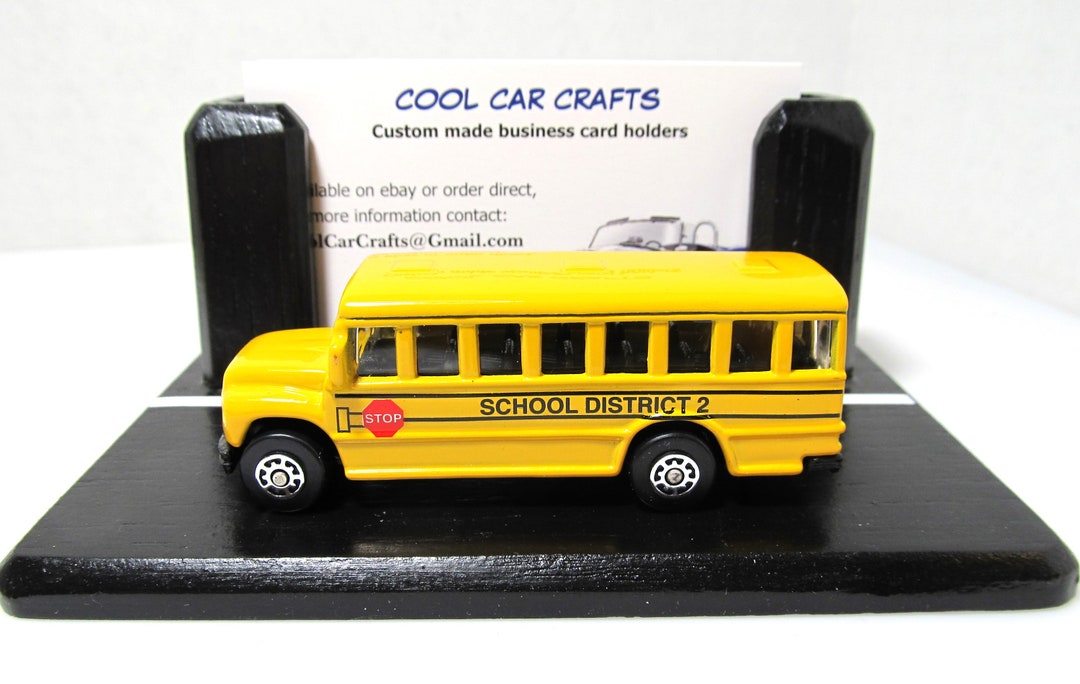 Yellow School Bus Business Card Holder "street Scene" Desk Display ...