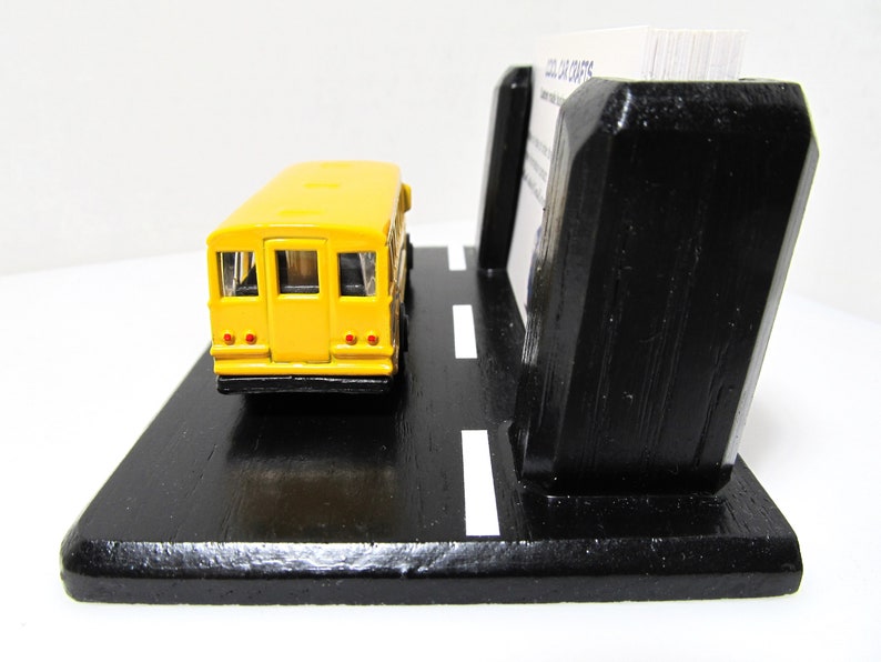 Yellow School Bus Business Card Holder "street Scene" Desk Display ...